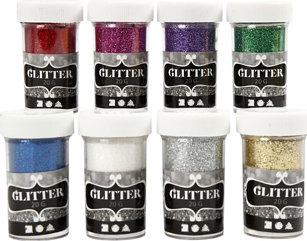 Glitter - blandede farver - 8 x 20 g - 169 DKK - Glitter - Skabmere.dk